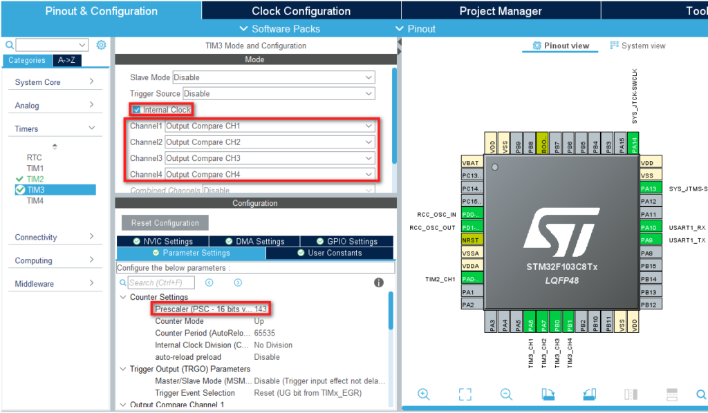 حالت Input Capture و حالت Output Compare در تایمر در Stm32 سیسوگ